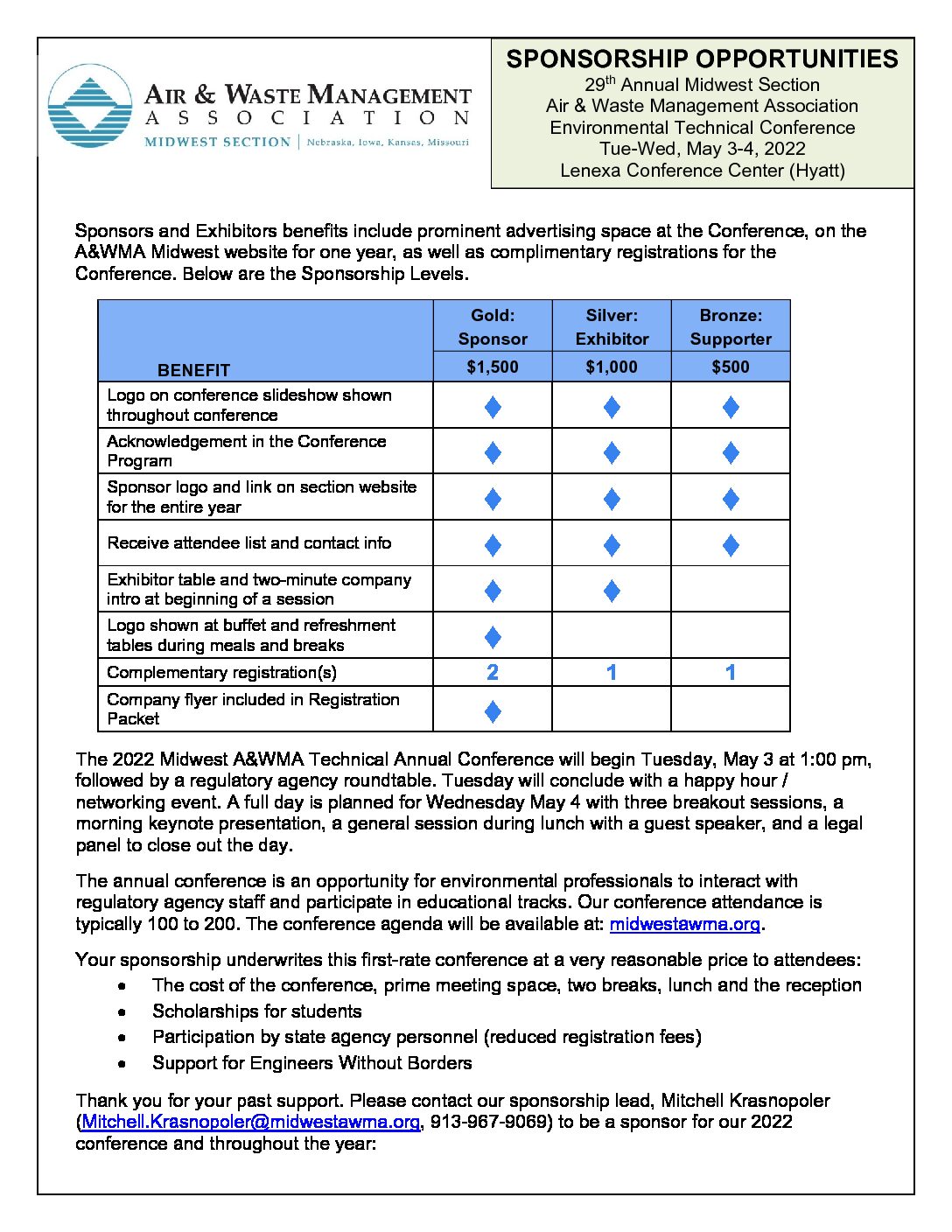 2022 Sponsorship flyer | Midwest Section - Air & Waste Management ...
